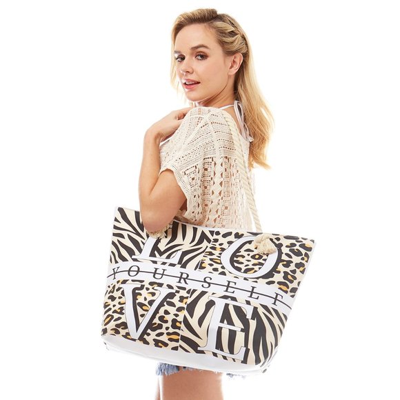 LOF | Bags | Lof Love Yourself Animal Print Theme Tote Bag | Poshmark